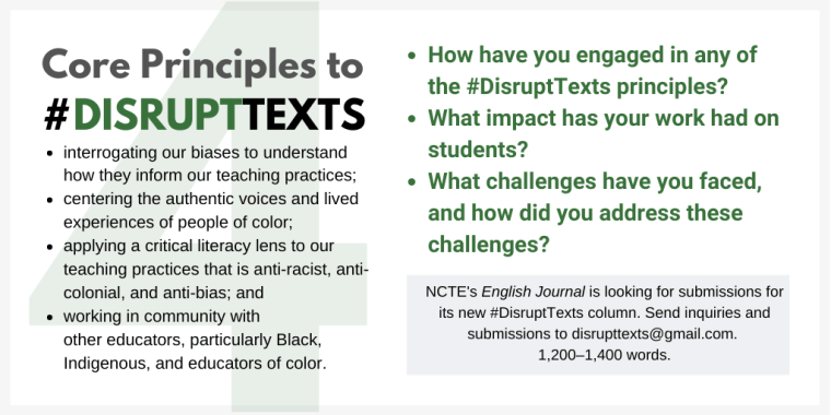 Write for English Journal: #DisruptTexts Column